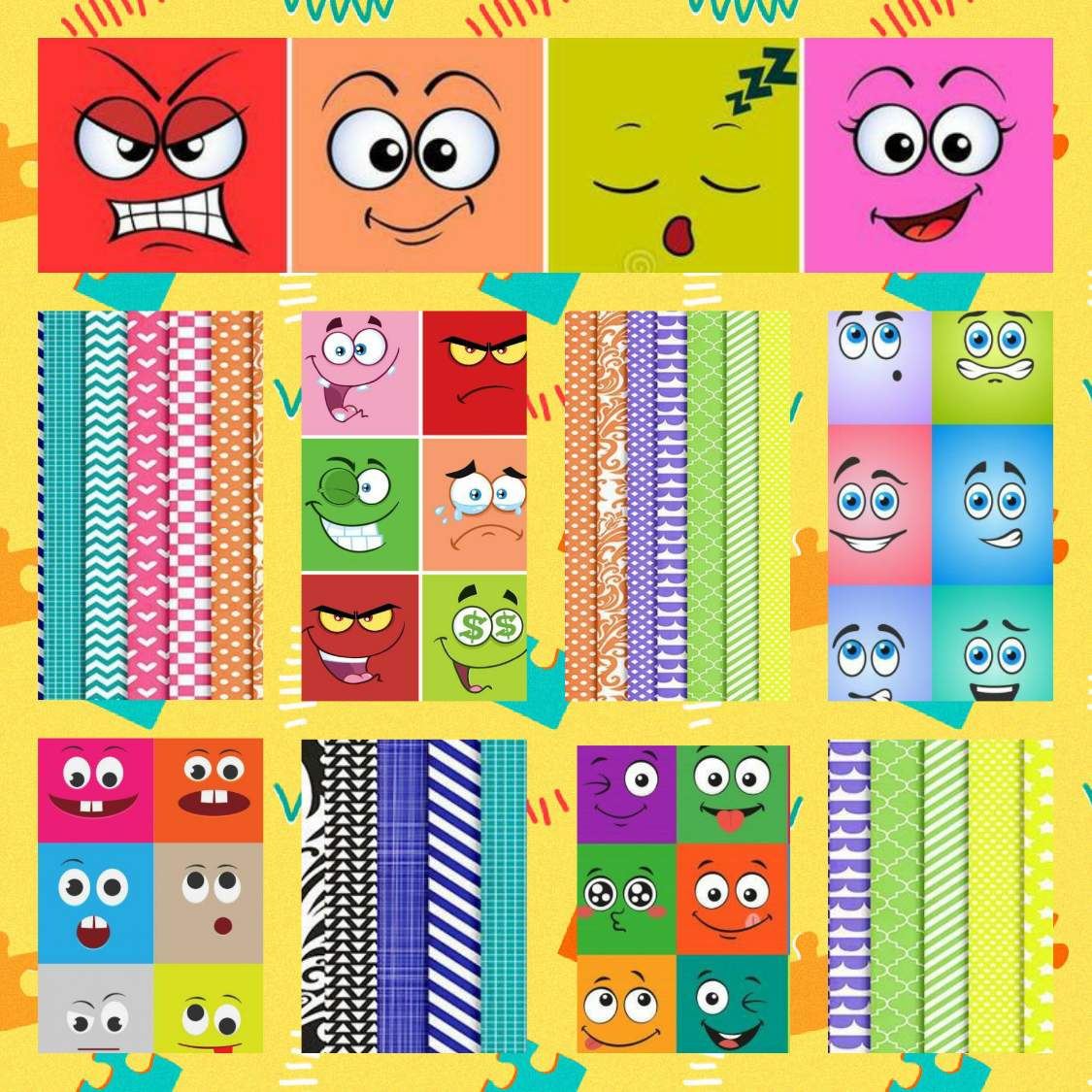 Solve FUNNY FACES jigsaw puzzle online with 81 pieces