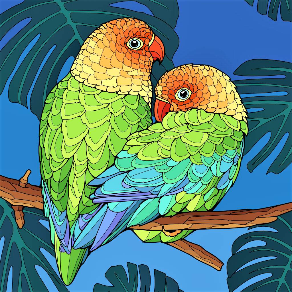 Solve Lovebirds jigsaw puzzle online with 225 pieces