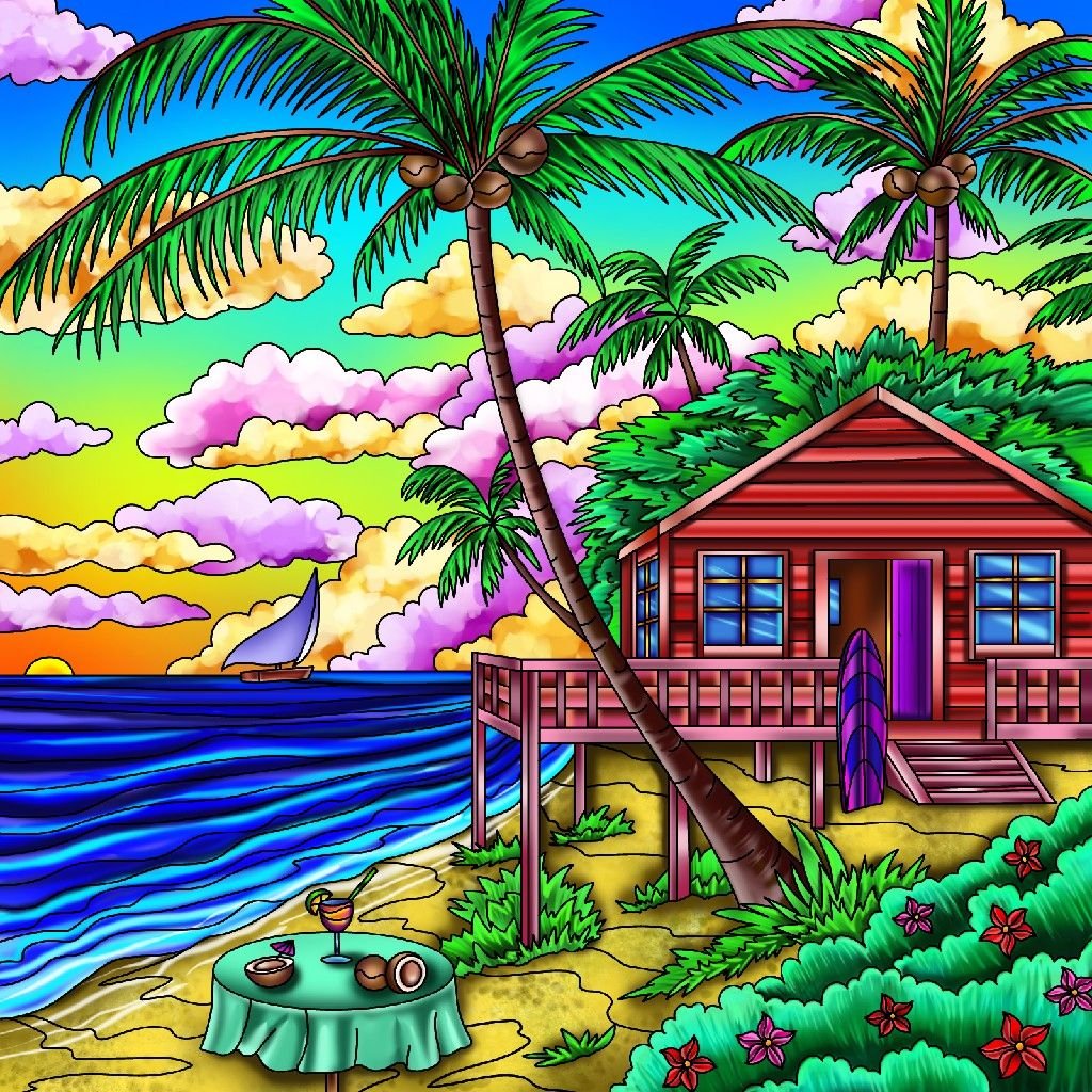 Solve PUZZLE - Cabin At The Beach jigsaw puzzle online with 49 pieces