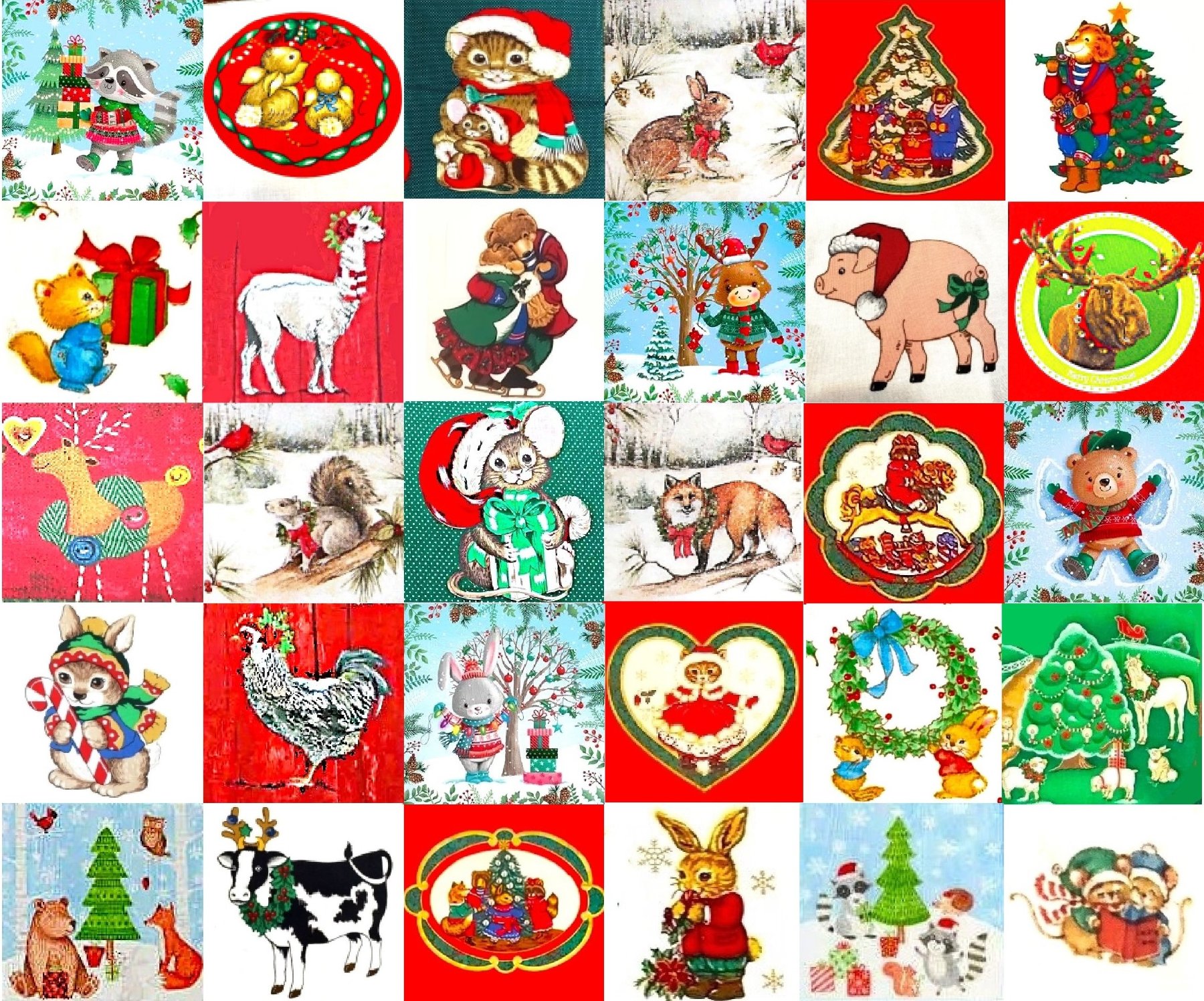 Solve PATCHWORK HAPPY HOLIDAY ANIMALS jigsaw puzzle online with 72 pieces