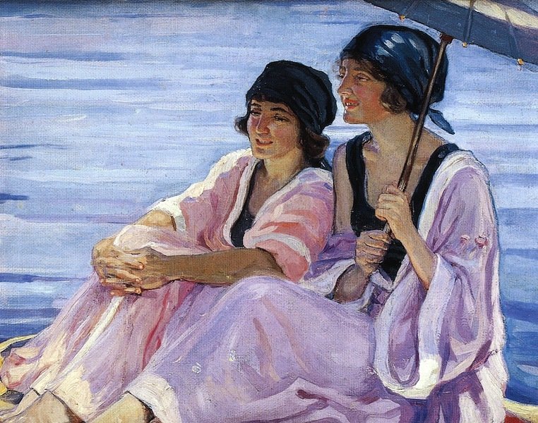 Solve Hilda Rix Nicholas Artwork - 'The Bathers' jigsaw puzzle online ...