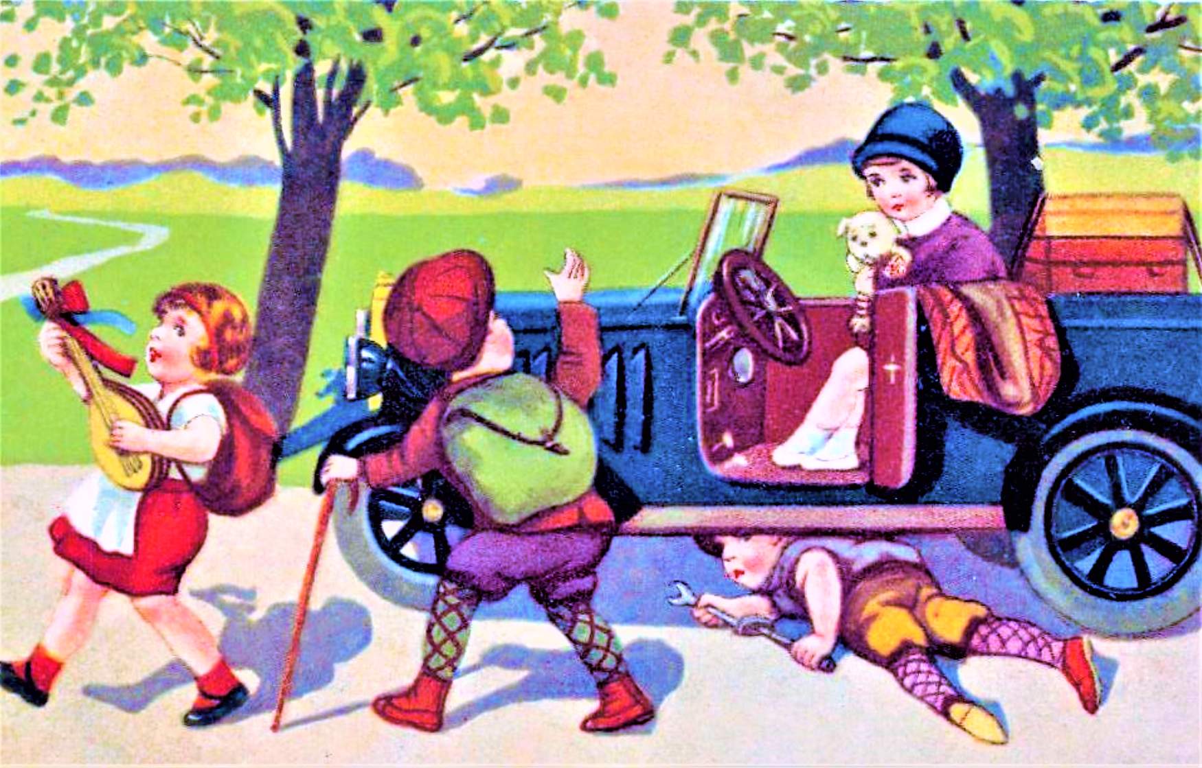 Solve Mandolin Girl and Hiking Boy Pass a Breakdown jigsaw puzzle ...