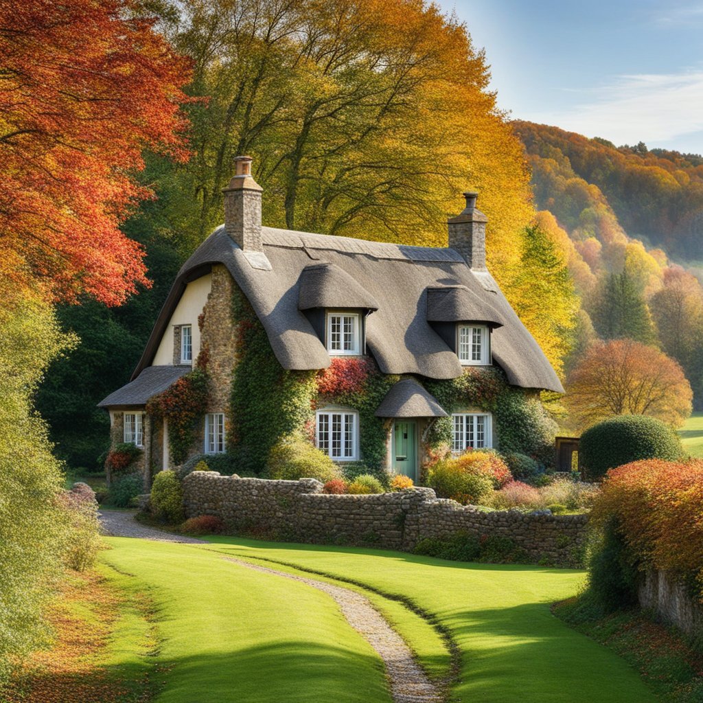 Solve Country Cottage Autumn jigsaw puzzle online with 100 pieces