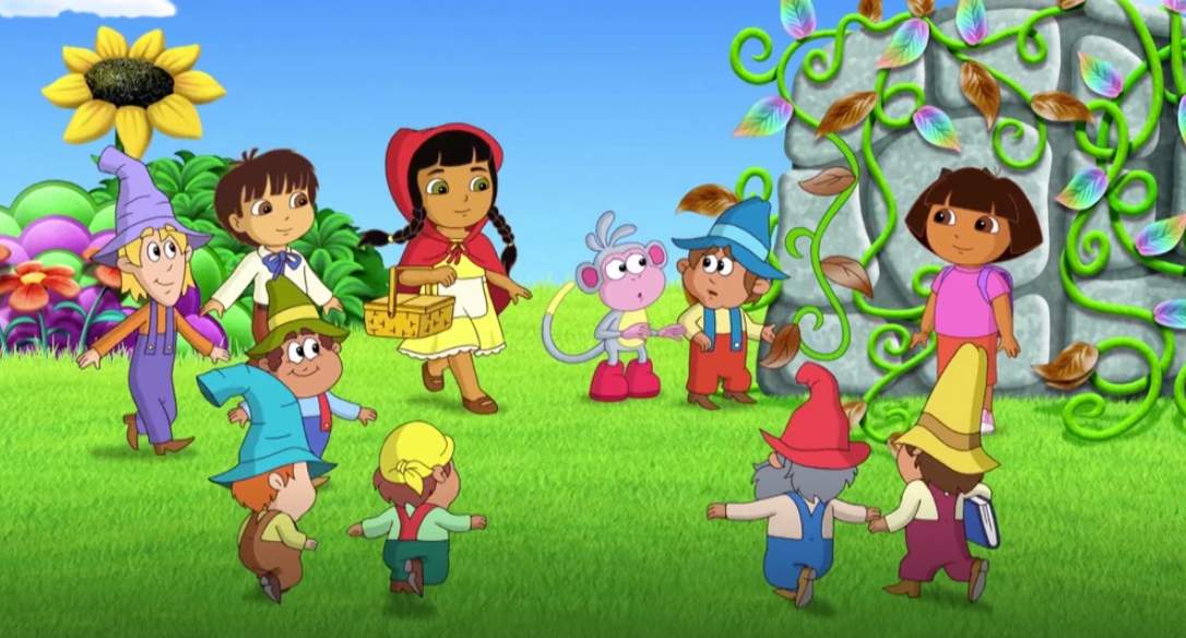 Solve Dora in Fairytale Land jigsaw puzzle online with 28 pieces