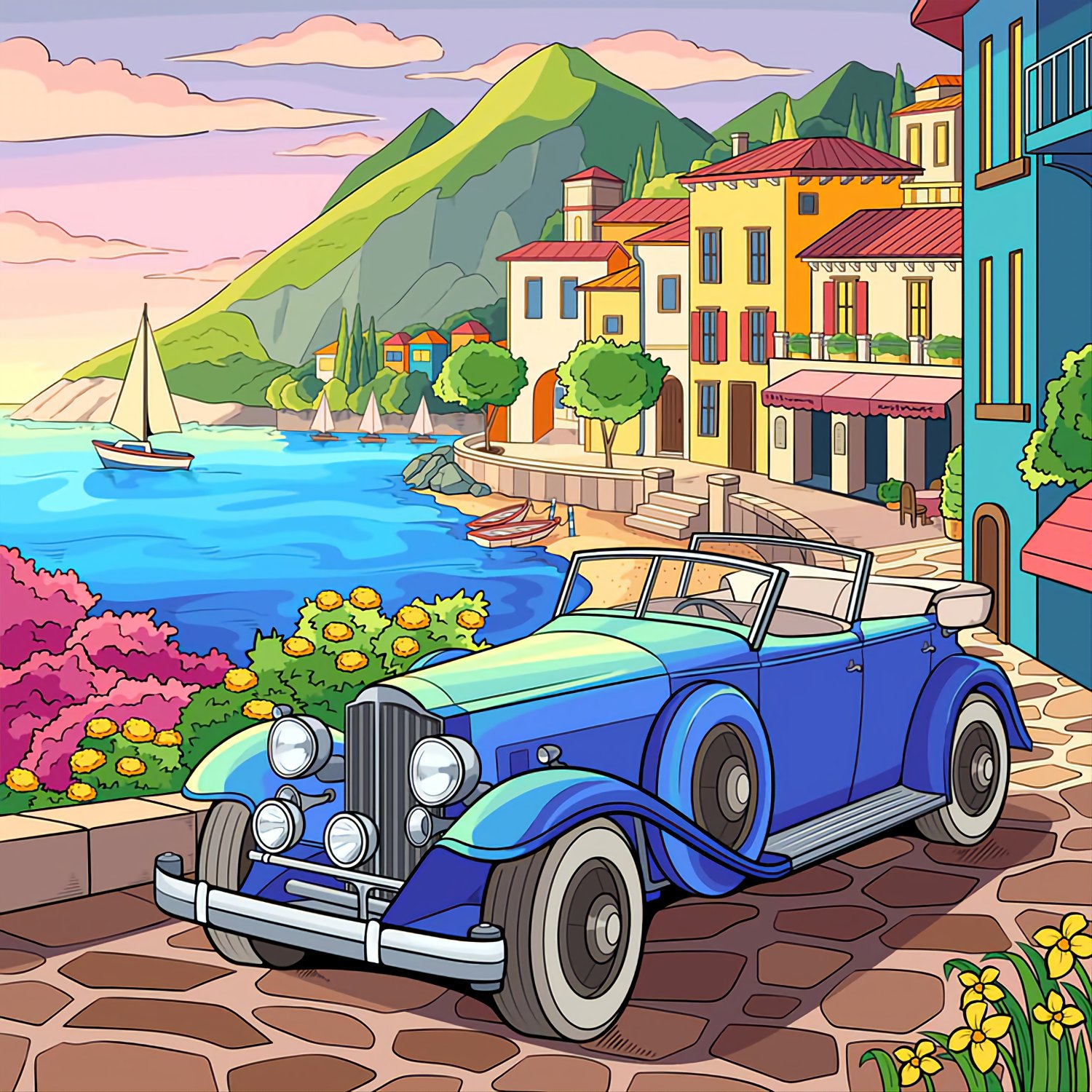 Solve Aa Drive Through Town jigsaw puzzle online with 81 pieces