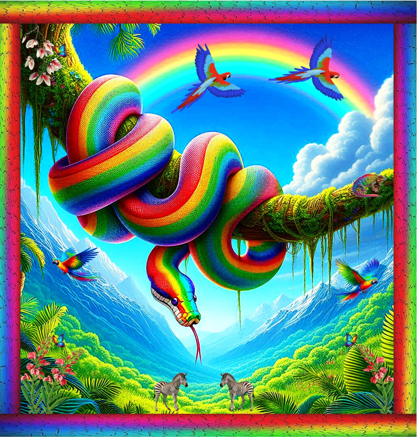 Solve AI Rainbow Snake jigsaw puzzle online with 49 pieces