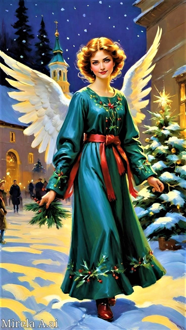 Solve Christmas angel jigsaw puzzle online with 60 pieces