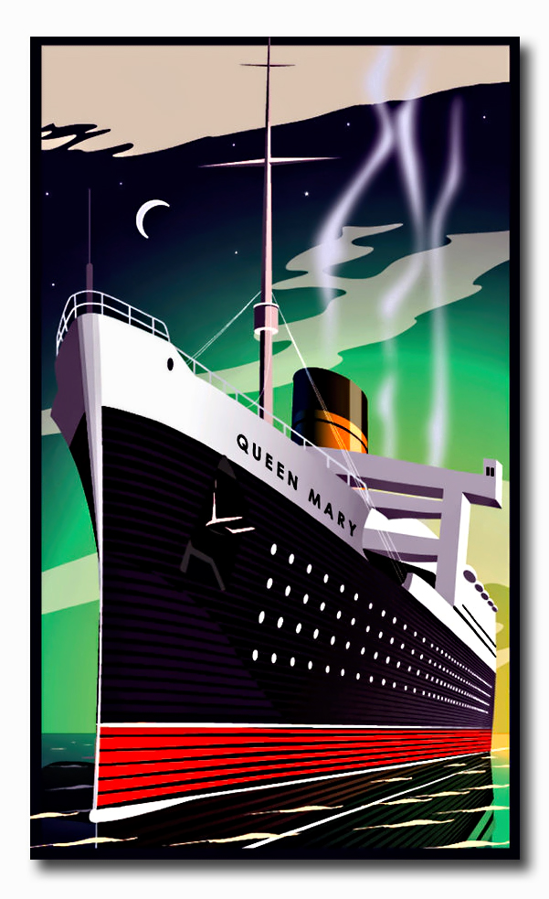 Solve art deco poster of the ocean liner RMS Queen Mary jigsaw puzzle ...