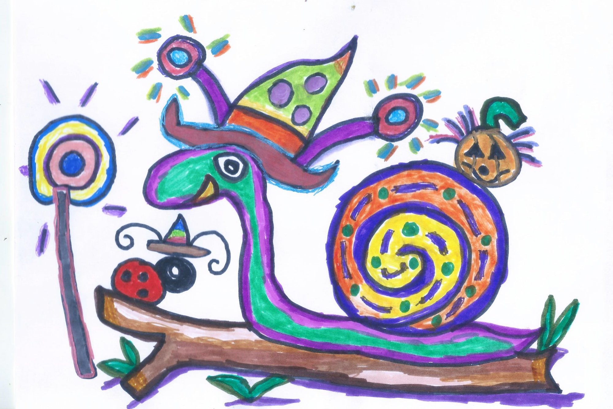 Solve Wizard Snail Doodle jigsaw puzzle online with 70 pieces