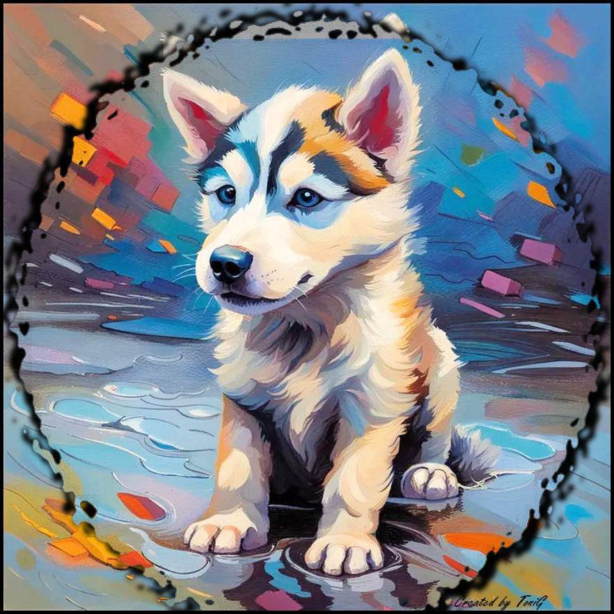 Solve pup in a puddle jigsaw puzzle online with 210 pieces