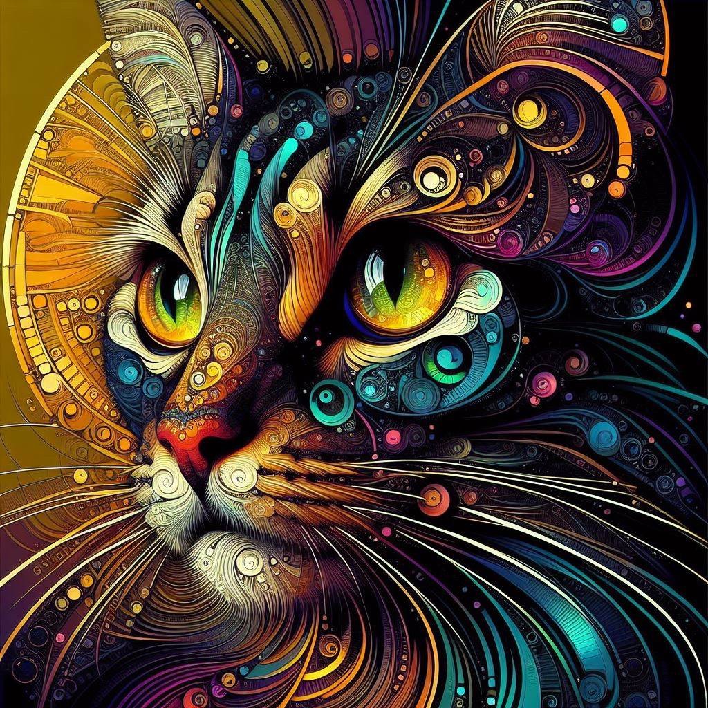 Solve Bold Colorful Cat jigsaw puzzle online with 306 pieces