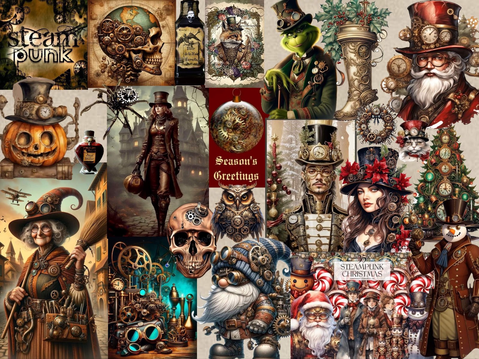Solve Steam punk holidays jigsaw puzzle online with 336 pieces