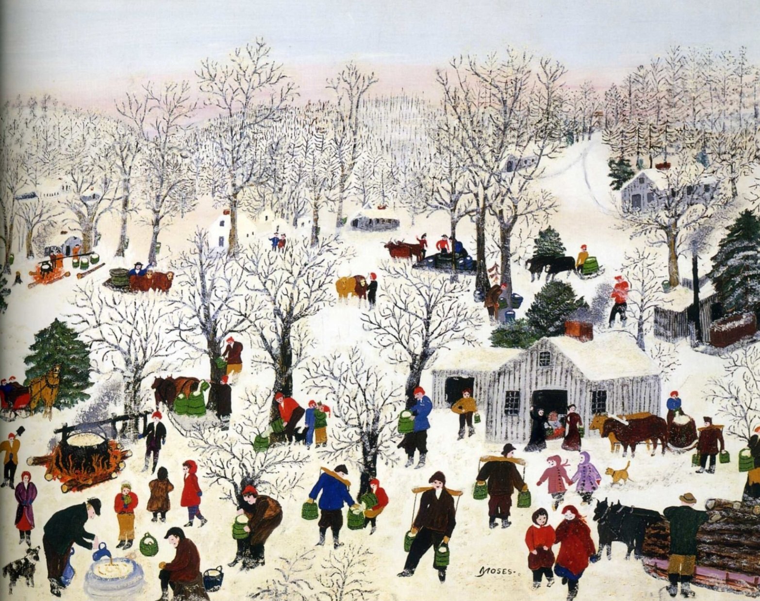 Solve Sugaring Off - By Grandma Moses (1955) jigsaw puzzle online with ...