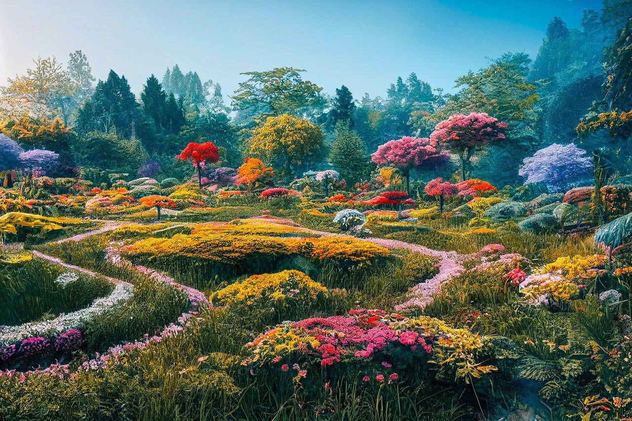 Solve Beautiful garden of Trees and Bushes... jigsaw puzzle online with ...