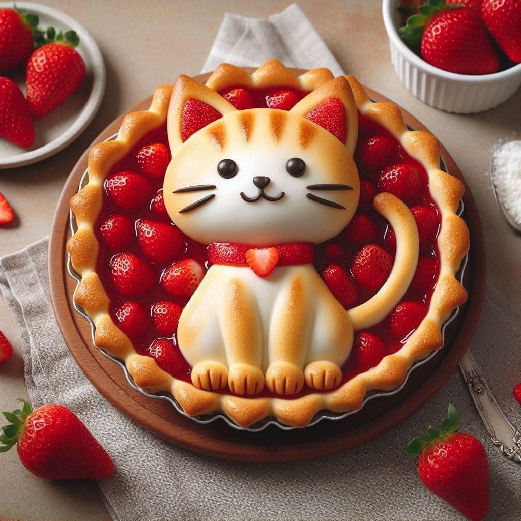 Solve Cat Strawberry Pie from Cats World FB jigsaw puzzle online with ...