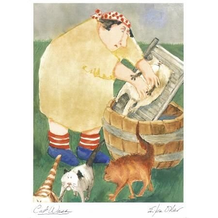 Solve Erika Oller Artwork - 'Cat Wash, A Good Scrub!' jigsaw puzzle ...