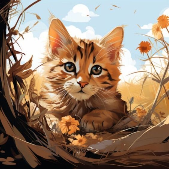 Solve Le petit chat curieux jigsaw puzzle online with 81 pieces