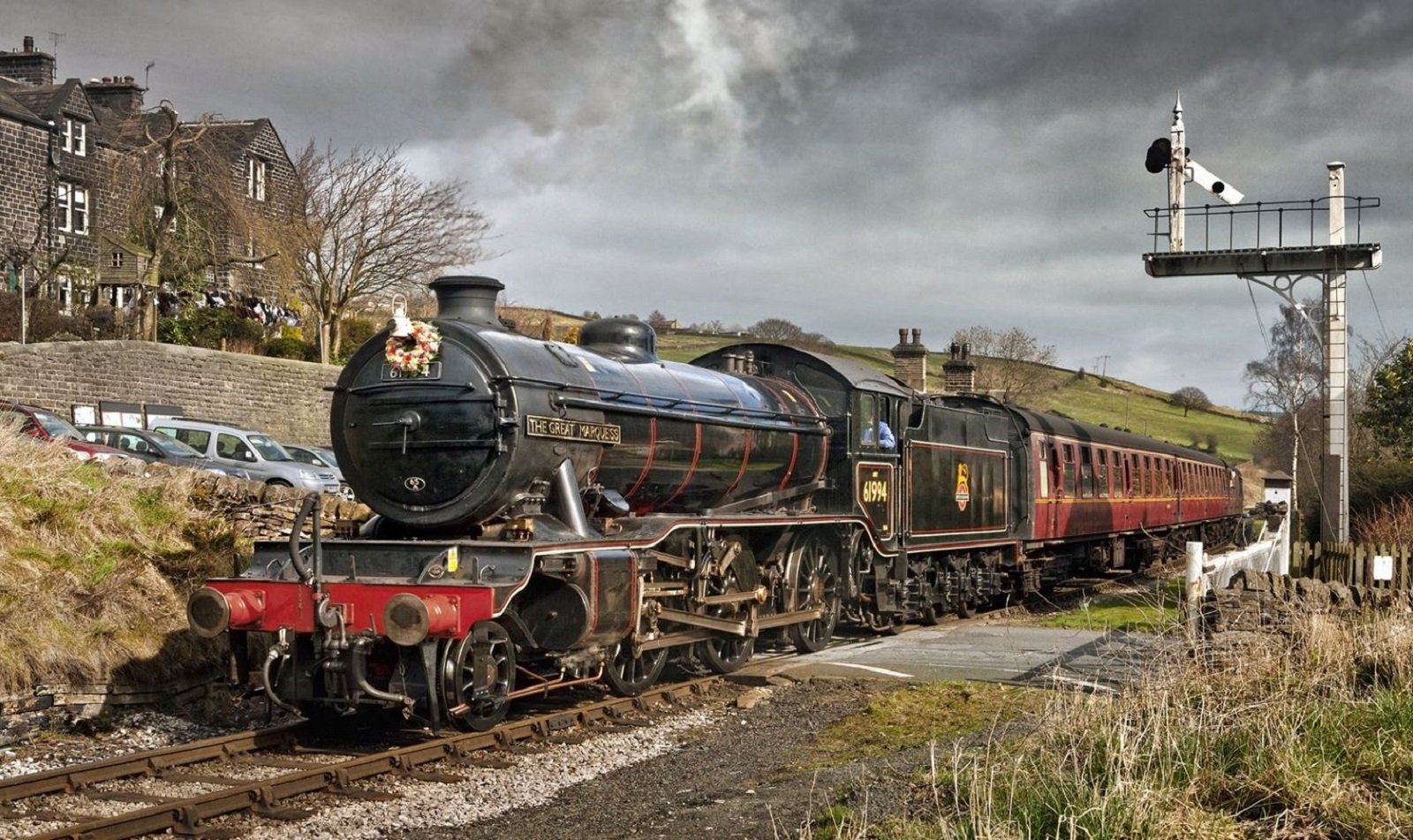 Solve LNER Class K4 2-6-0 61994 The Great Marquess leaving Oakworth ...