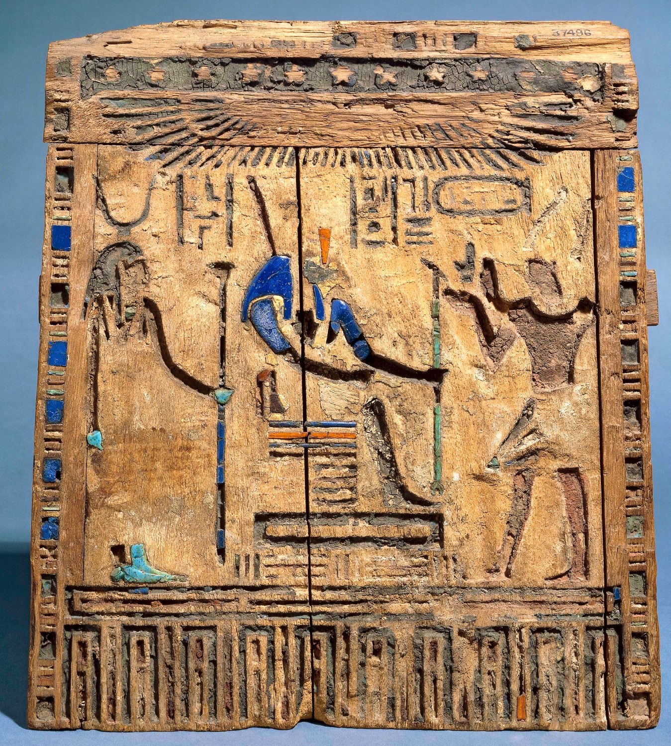 Solve Wooden Naos Door, Inlaid with Polychrome Glass, Egypt, 522 BC-486 ...