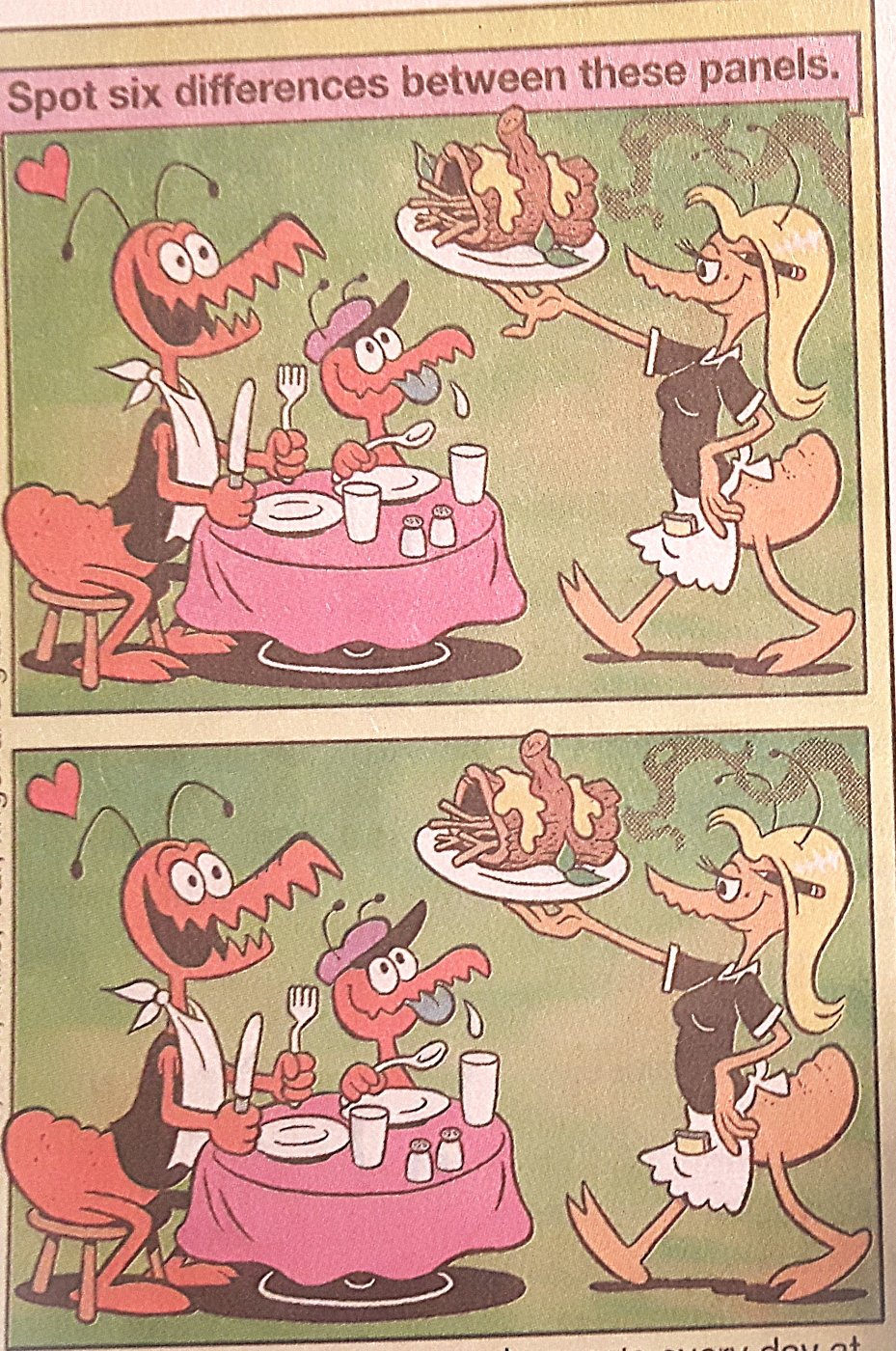 Solve Spot the 6 Differences jigsaw puzzle online with 35 pieces