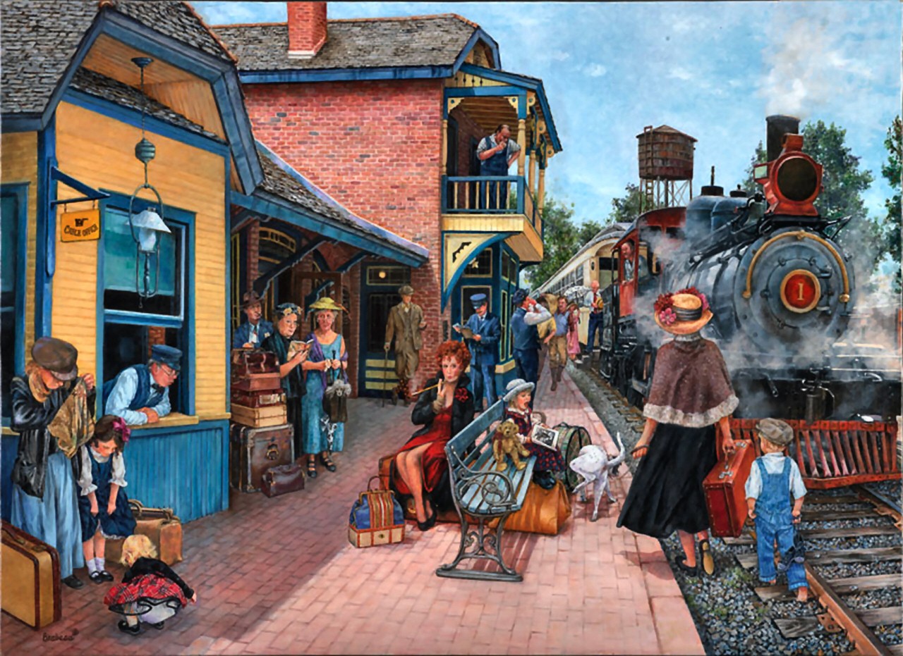 Solve All Aboard the Loco jigsaw puzzle online with 130 pieces