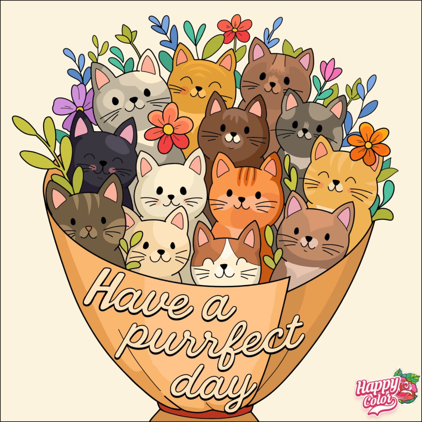 Solve Have a Purrfect Day jigsaw puzzle online with 49 pieces