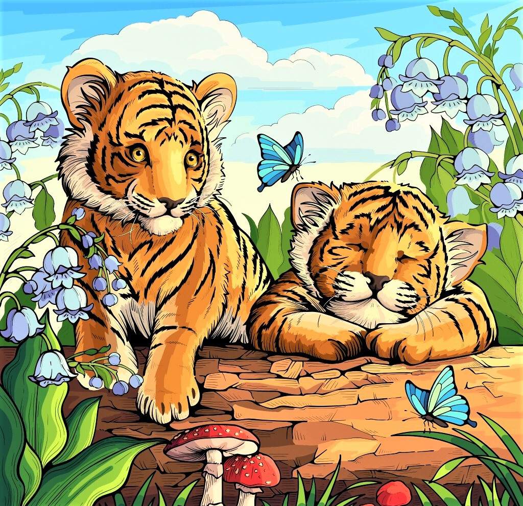 Solve Tiger Cubs jigsaw puzzle online with 306 pieces