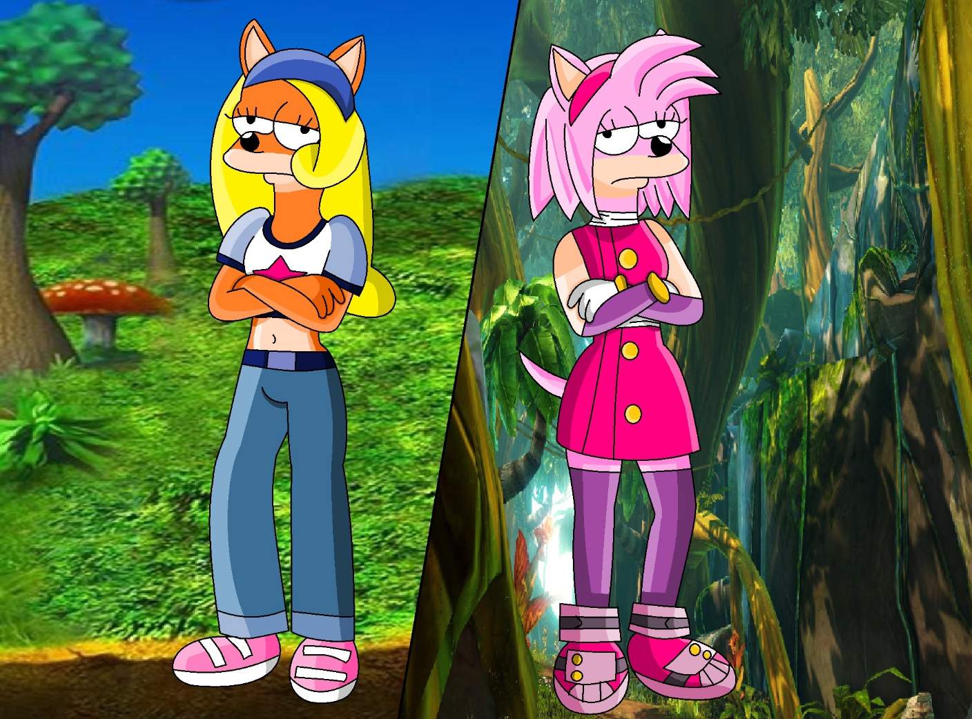 Solve Coco Bandicoot and Amy Rose in The Simpsons jigsaw puzzle online ...