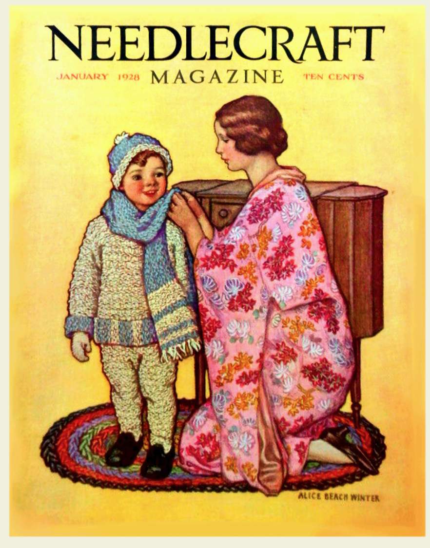 Solve Needlecraft Magazine, Jan 1928, cover by Alice Mary Beach Winter ...