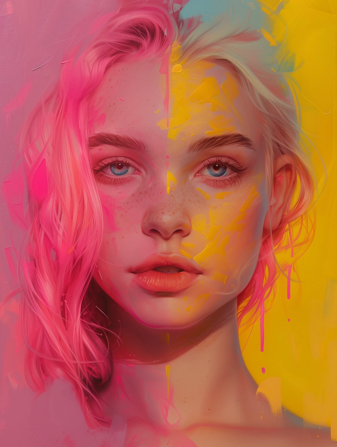 Solve pink versus yellow jigsaw puzzle online with 336 pieces