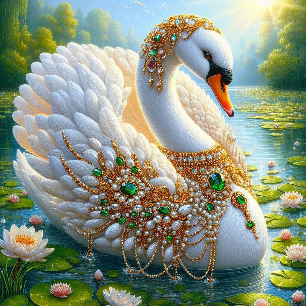 Solve Fantasy swan 2 (can be resized from 9 to 306 pieces) jigsaw ...