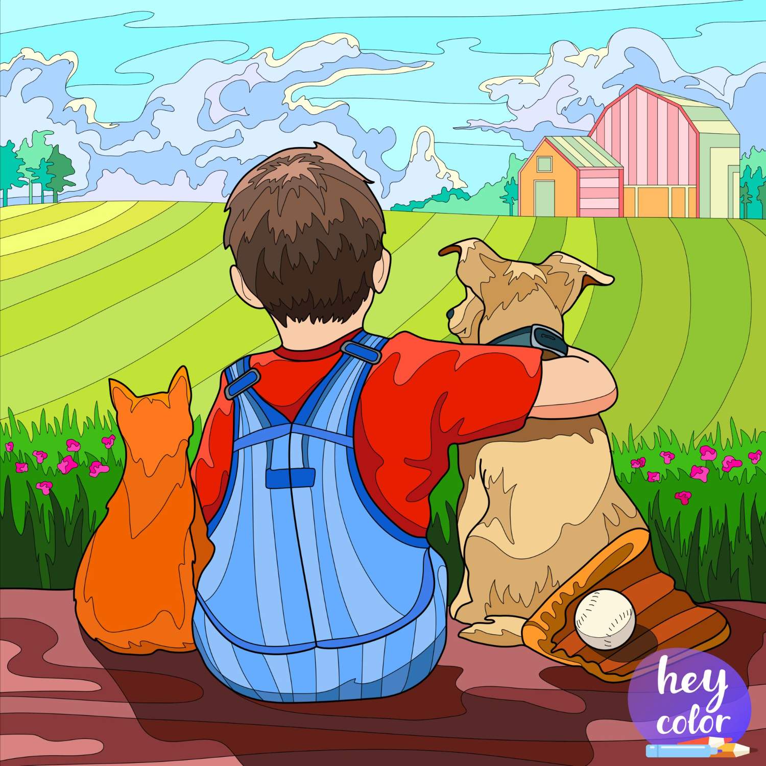 Solve PUZZLE - Boy And His Friends jigsaw puzzle online with 196 pieces