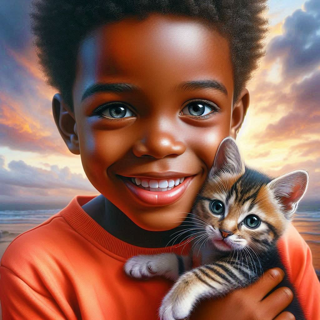 Solve Michael and his new kitten Max jigsaw puzzle online with 64 pieces