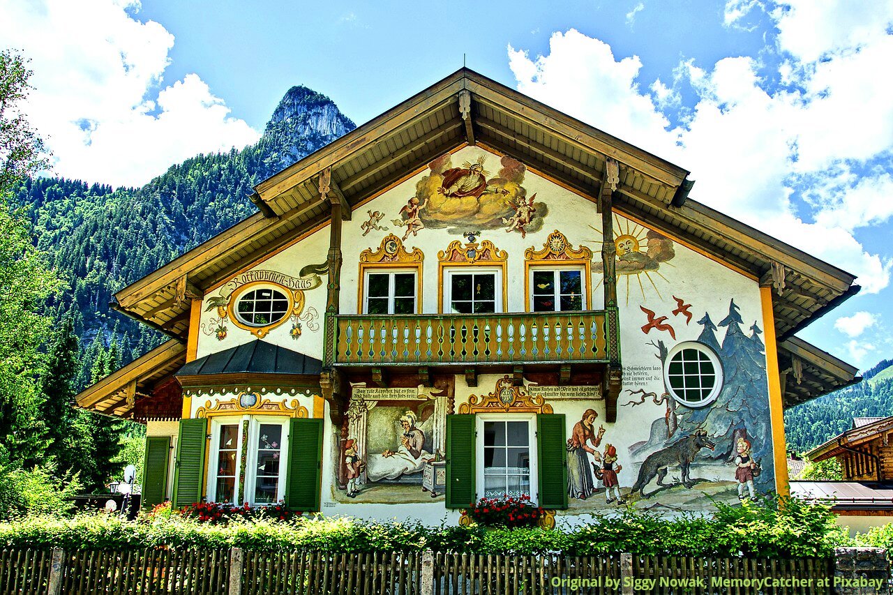 Solve Little Red Riding Hood mural house - Oberammergau, Bavaria ...