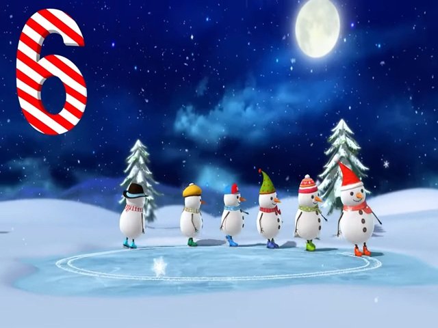 Solve six snowmen skating jigsaw puzzle online with 12 pieces