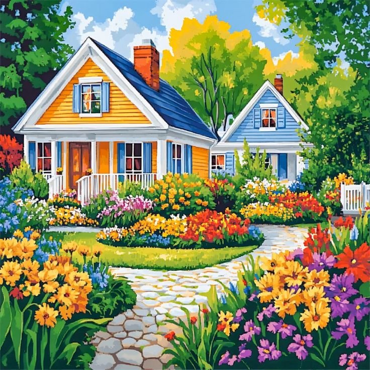 Solve Retirement Cottages jigsaw puzzle online with 64 pieces