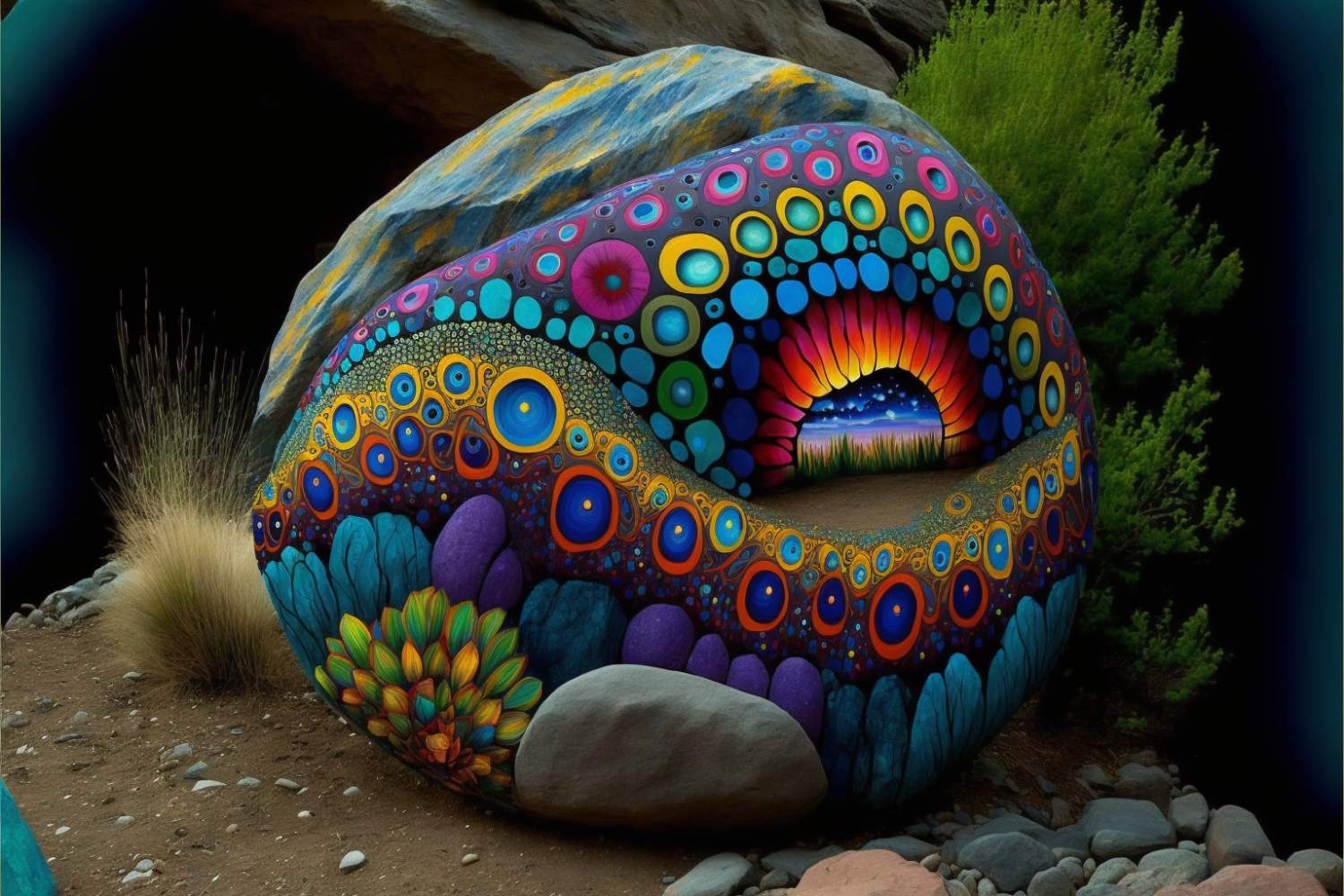 Solve The Rock Painted Rock jigsaw puzzle online with 96 pieces