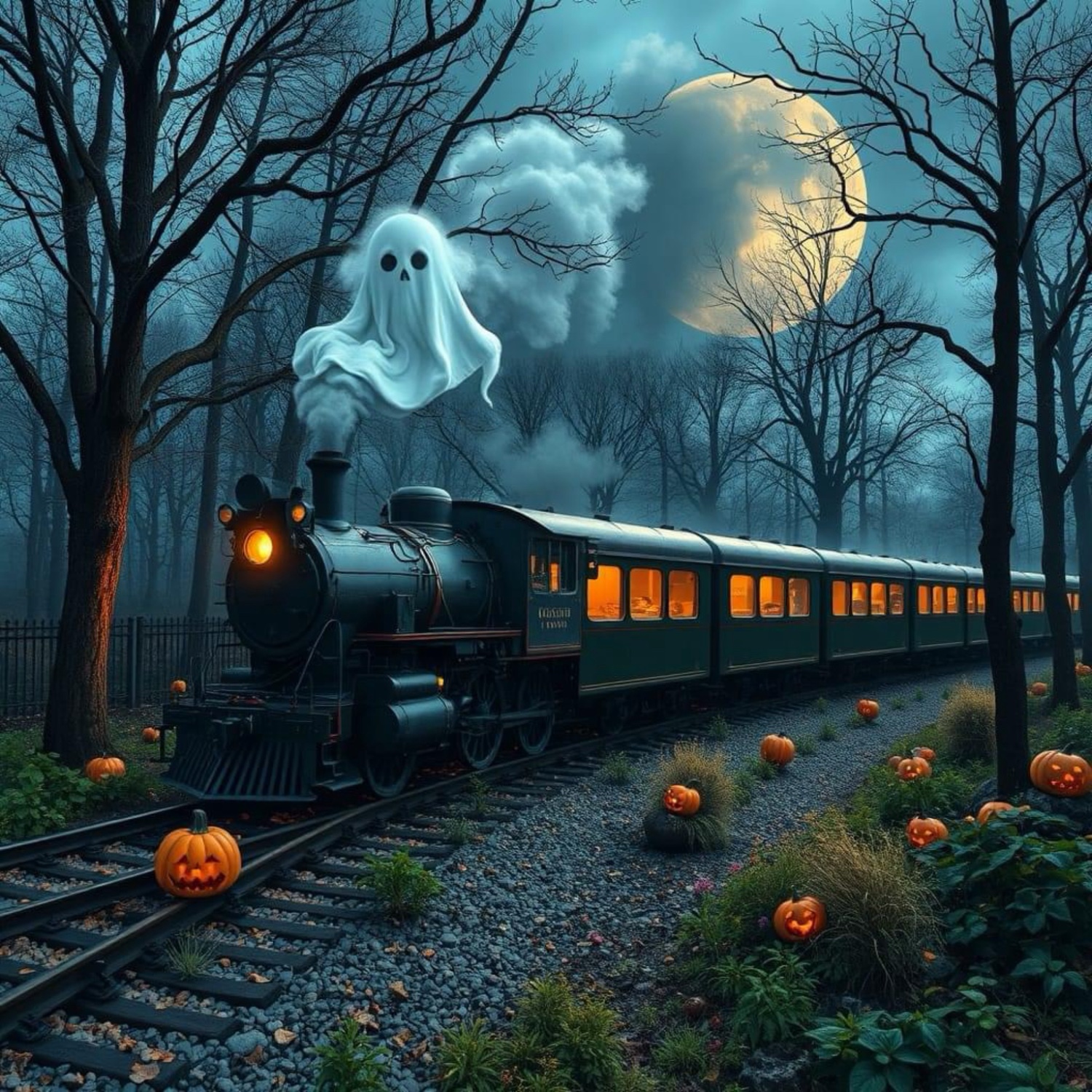 Solve Haunted Train Ride jigsaw puzzle online with 169 pieces