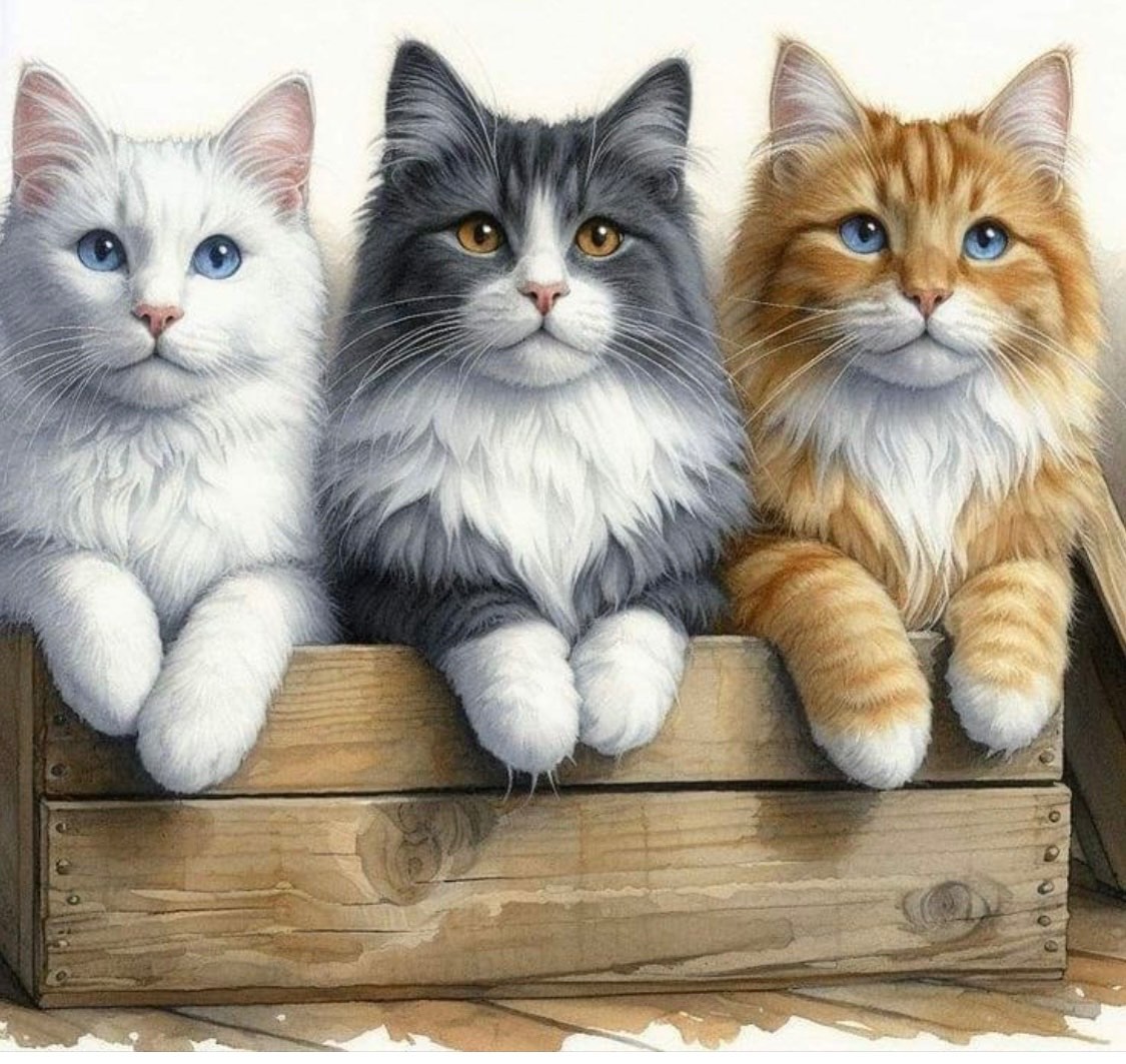 Solve poezen - 3 op één rij! jigsaw puzzle online with 182 pieces