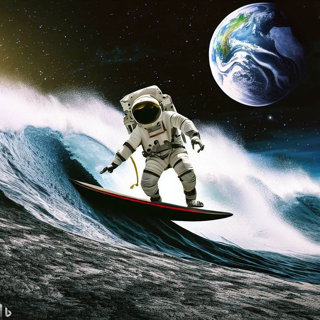 Solve Astronaut surfing the Moon (made with bing) jigsaw puzzle online ...