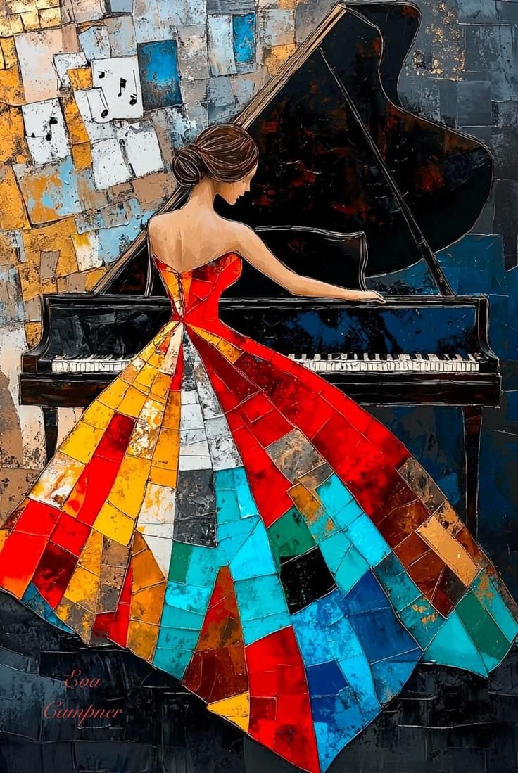 Solve Dazzling Apparel and Beautiful Music ~ Eva Campner jigsaw puzzle ...