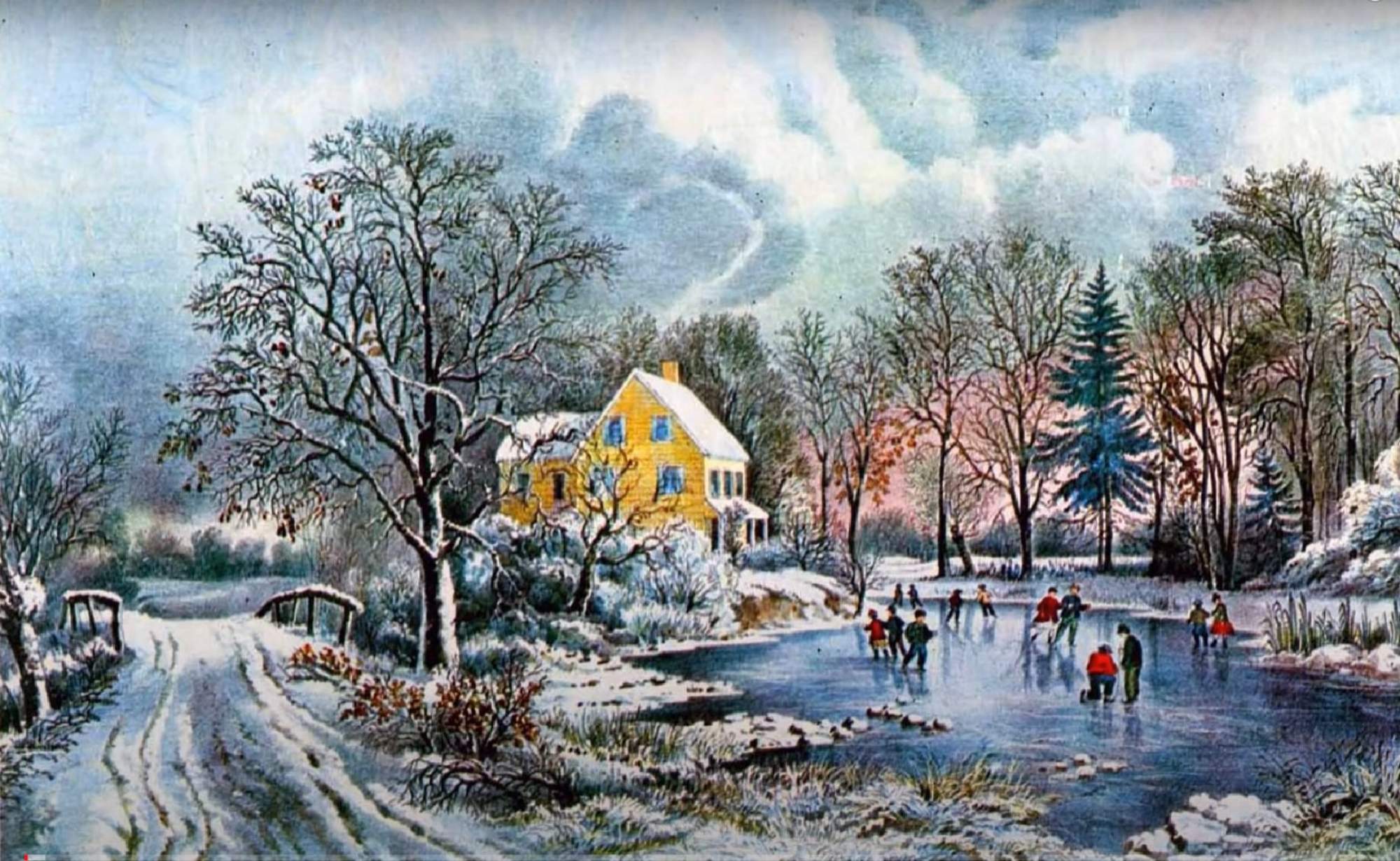 Solve Ice skating on pond jigsaw puzzle online with 360 pieces