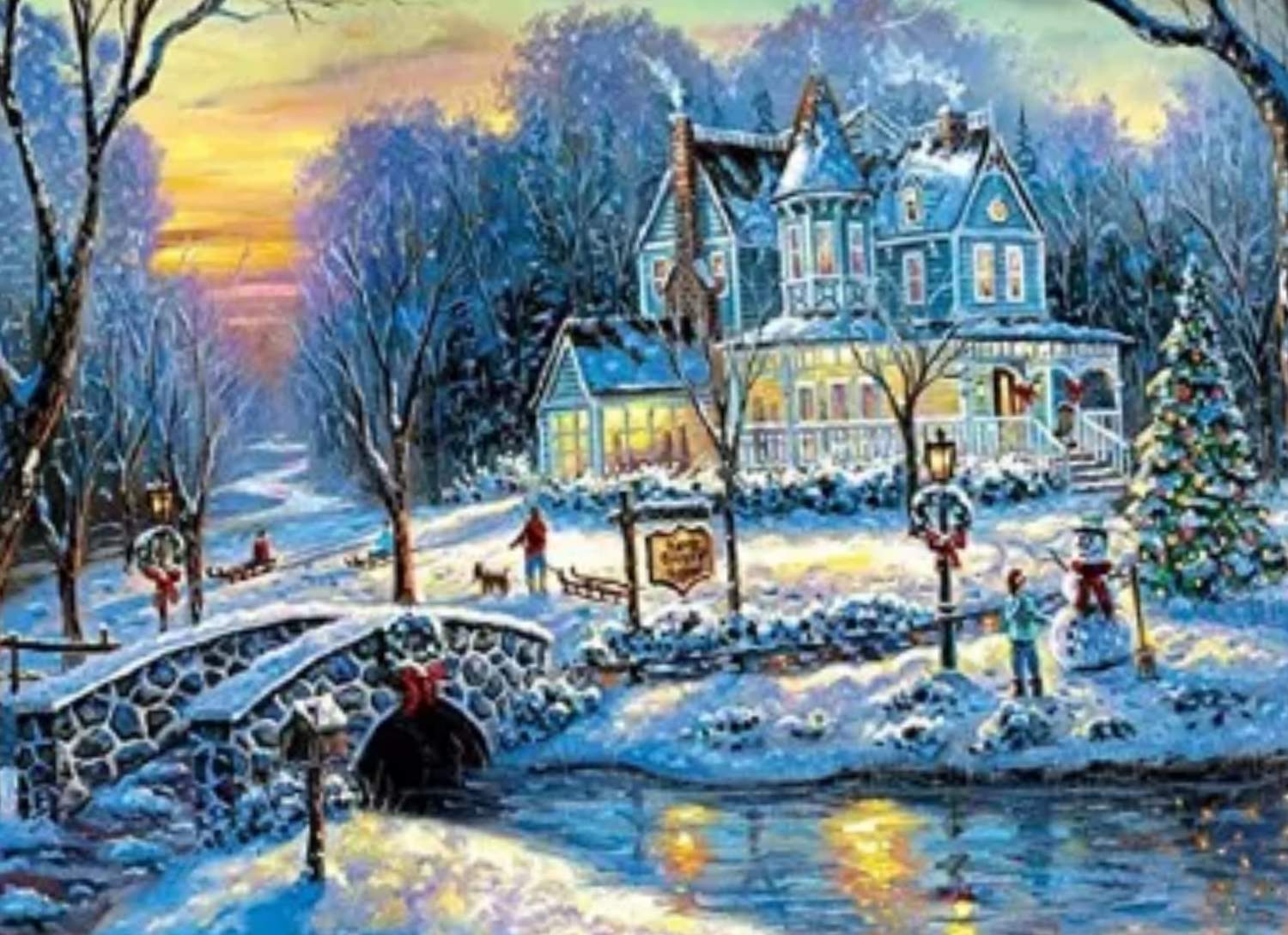 Solve Kids having fun on snowy night... jigsaw puzzle online with 96 pieces