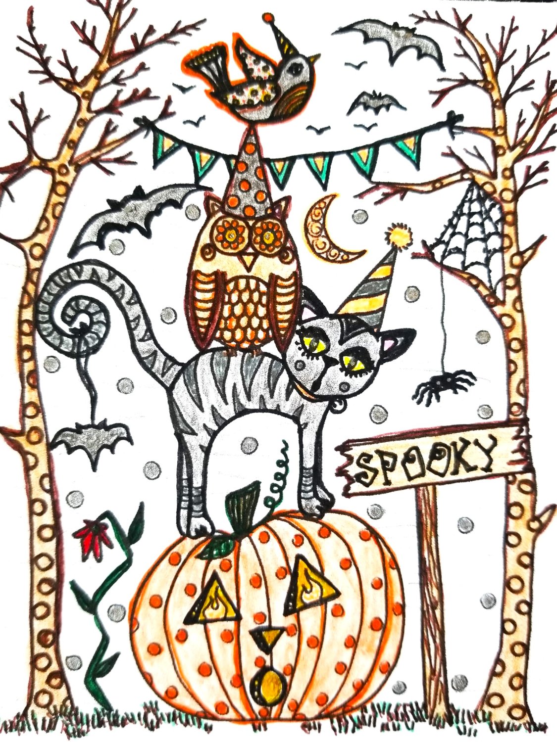 Solve Spooky Kitty jigsaw puzzle online with 63 pieces