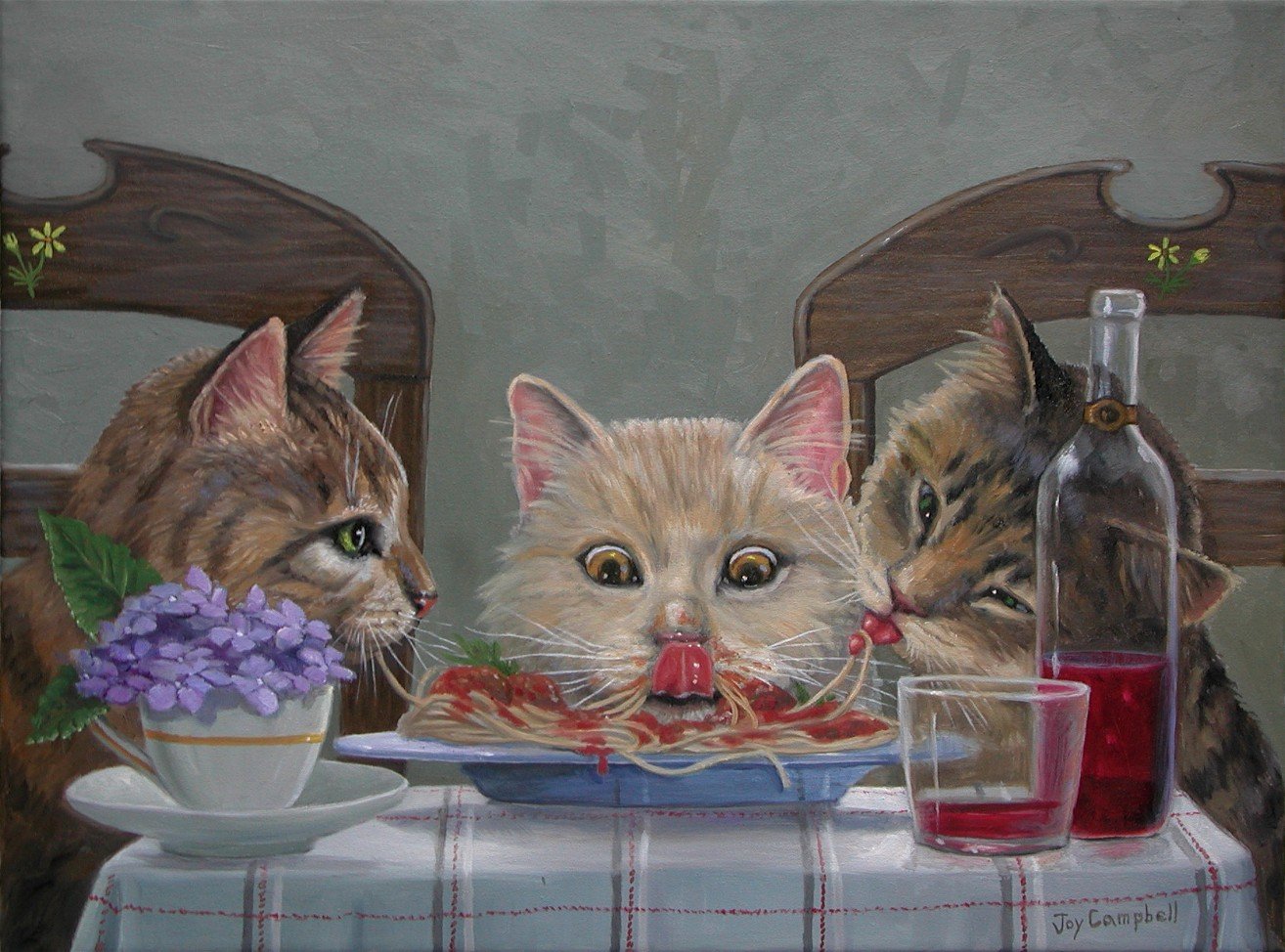 Solve Sharing Dinner jigsaw puzzle online with 266 pieces