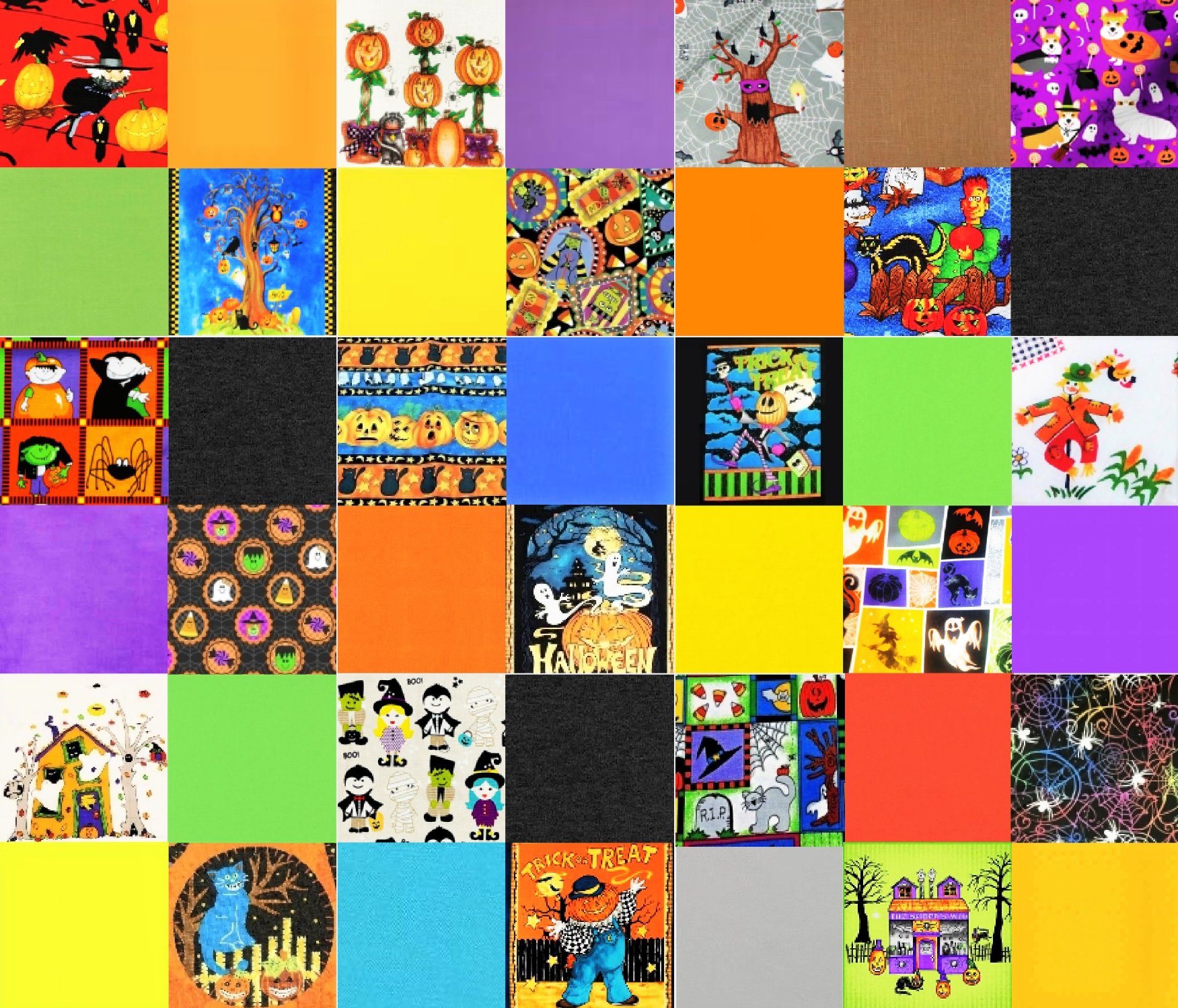 Jigsaw Puzzle | 143 pieces | PATCHWORK COLORBLOCK HALLOWEEN | Jigidi