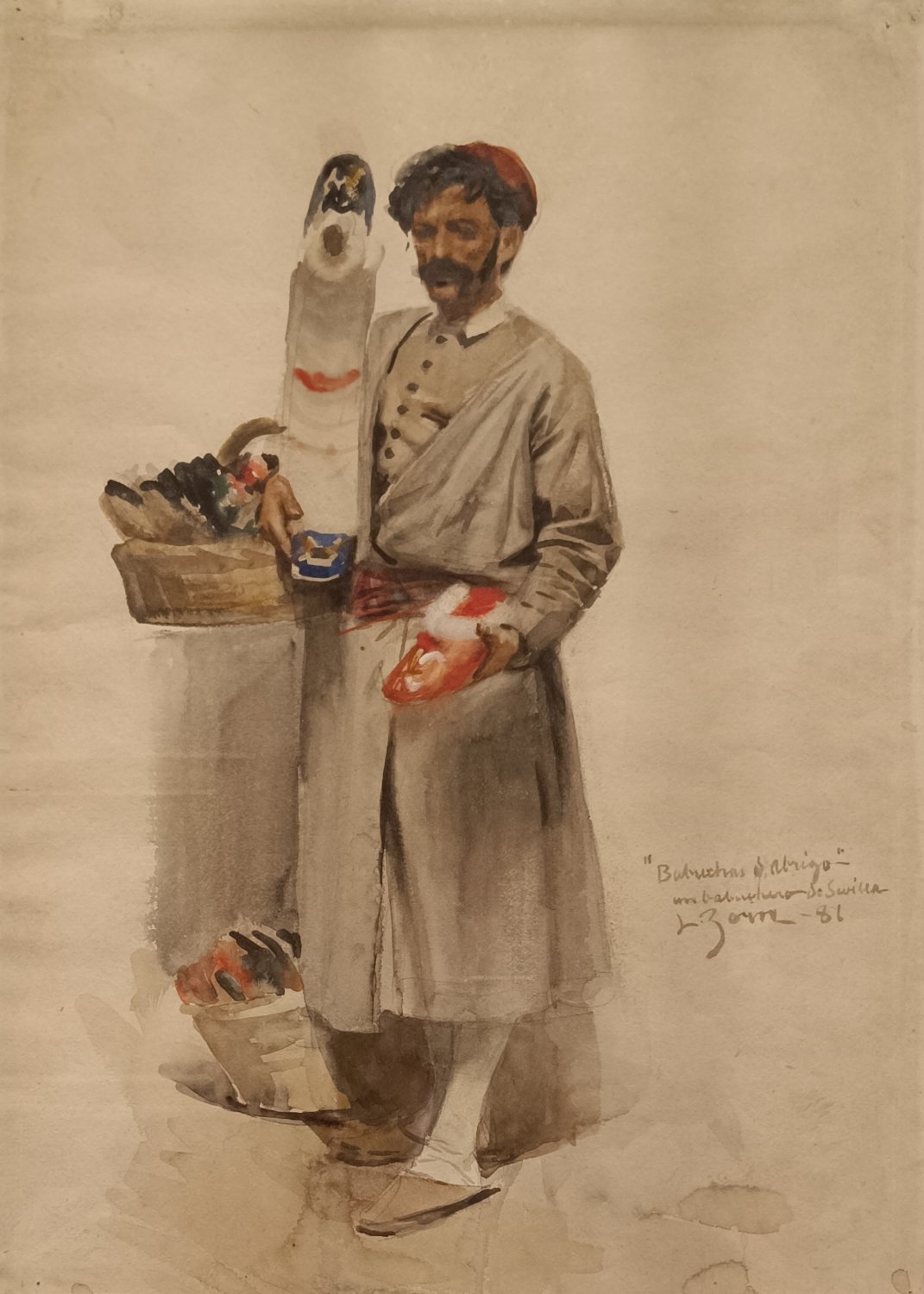 Solve Anders Zorn: Pantoffelhändler (1881) jigsaw puzzle online with 88 ...