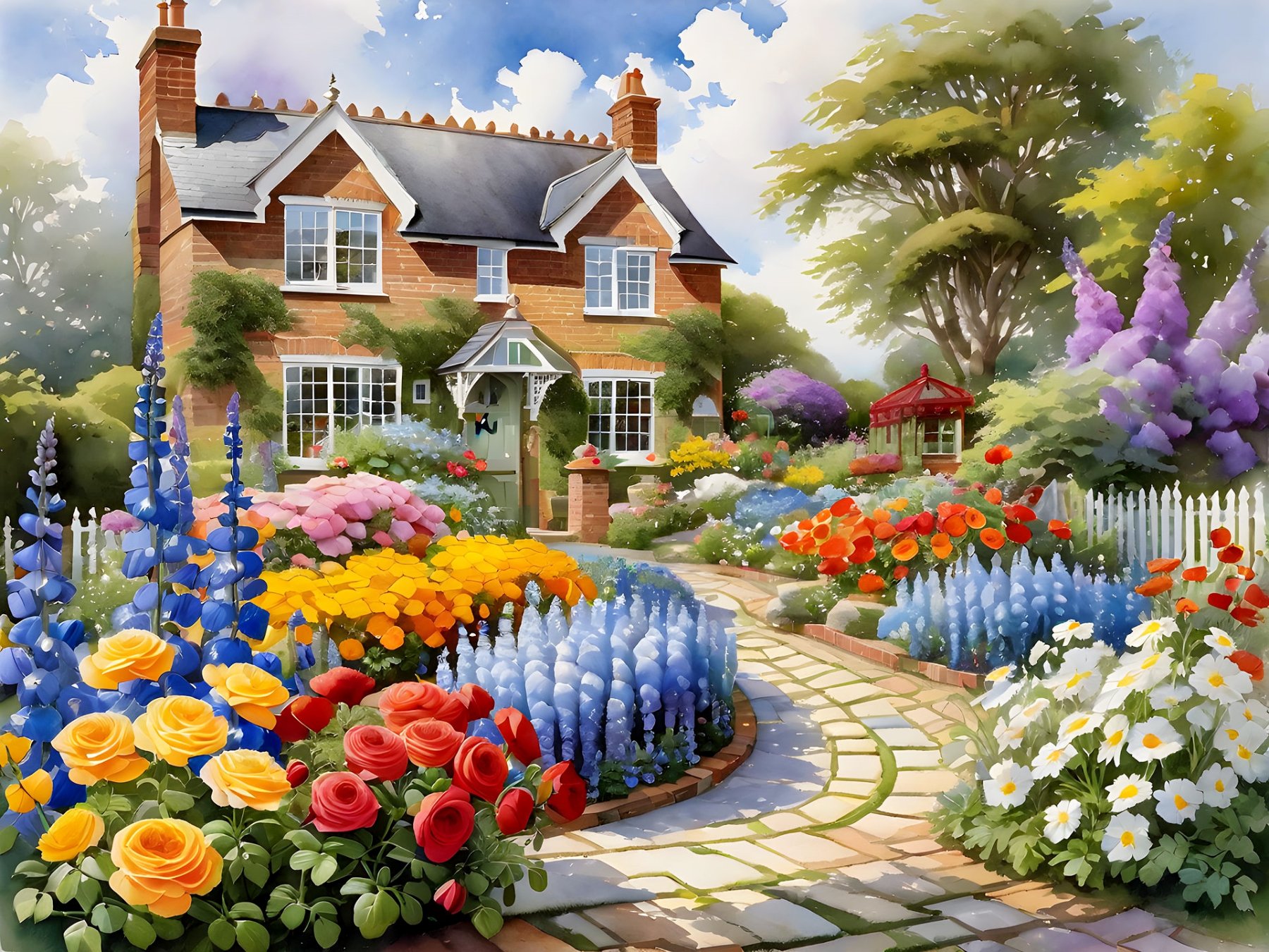 Solve Manor House and Garden, resizable 12 to 594 pieces jigsaw puzzle ...