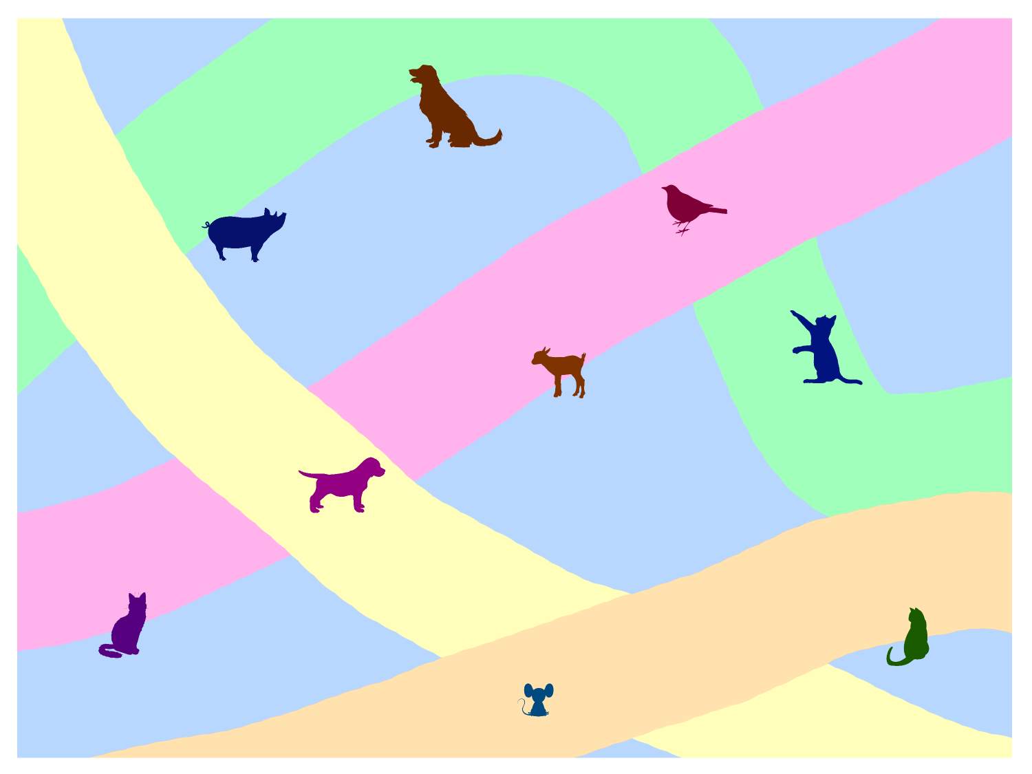 Jigsaw Puzzle | Animals and Colors | 108 pieces | Jigidi
