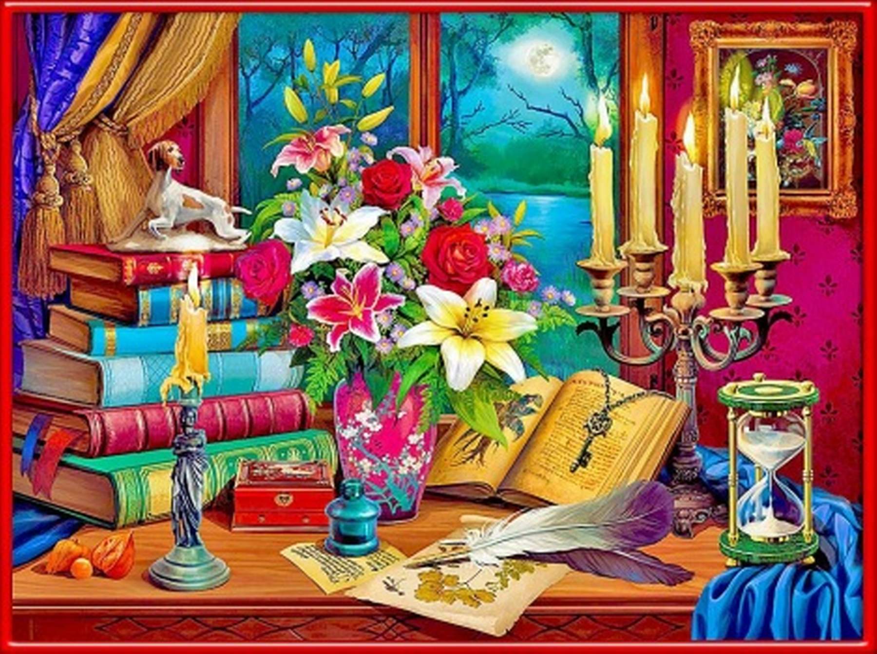 Solve Candlelight Calligraphy jigsaw puzzle online with 500 pieces